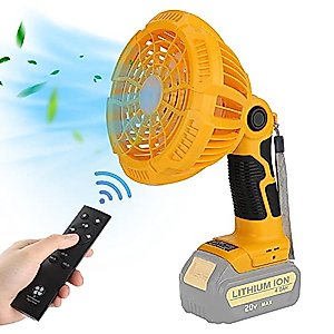 Battery Fan for Dewalt 20v Max Battery,Portable Jobsite Fan with 3 Energy Efficient Speed Settings and 300LM Led Work Light，Battery Operated Fan for Bedroom Home Camping Tent Office (Tool Only)