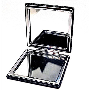 mpowtech Magnifying Silver Compact Mirror - Mix Diamond Mirror 1x/2x Magnification Travel Makeup Mirror,Double Sided Small Pocket Mirror,Folding Purse Mirror,Cosmetic Mirror for Gift