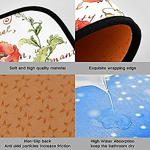 Emelivor Poppy Flowers Summer Kitchen Rugs and Mats Set 2 Piece Non Slip Washable Runner Rug Set of 2 for Kitchen Floor Home Sink Ladunry Office