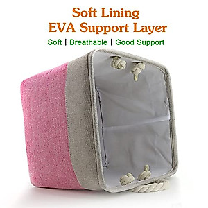 LANDBEAUTY 3 Pack Open Home Storage Bins Fabric Cloth Storage Baskets Collapsible Square Baskets Organization Bins 13 Inch Large Cube Storage Bin for Organizing Shelves/Closet (Light Purple 3 Pack)