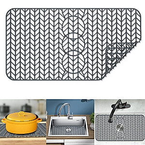 Kitchen Sink Mats Can be Sheared, JIUBAR 29.5"X15" sink protectors for kitchen sink with Rear Drain or Center Drain for Bottom of Farmhouse Stainless Steel Porcelain Sink