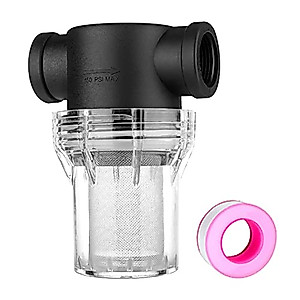 Garden Hose Sediment Filter Attachment Water Filter T Strainer 3/4" with 40Mesh Filter Screen Plastic Inline Hose Filter Twist-On Pipe Strainer for Pressure Washer,RV