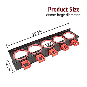 Spray Bottle Storage Rack,Spray Bottle Holder,Wall-mounted Garage Bottle Organizer with 5 Plastic Hanging Hooks Cleaning Detailing Tools Hanger,Abrasive Material Hanging Rail Car Beauty Shop Accessory