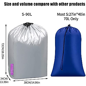 2-Pack Large Travel Laundry Bag, Dirty Clothes Storage Bag with Drawstring, Organizer Waterproof and Heavy Duty Stitching, Idea for Store Clothes, Blankets, Toys, Silver (Medium)