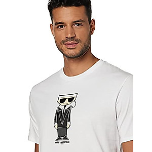 Karl Lagerfeld Paris mens Kocktail Karl Short Sleeve Crew Neck T-shirt T Shirt, White, Large US