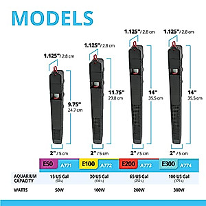 Fluval E300 Advanced Electronic Heater, 300-Watt Heater for Aquariums up to 100 Gal., A774