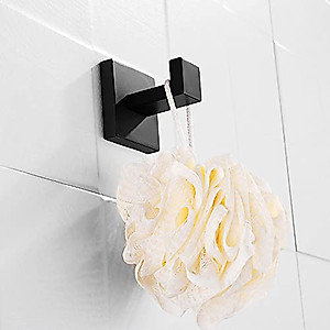 MOKIUER Towel Hooks for Bathroom Bath Robe Hook,Towel Holder Towel Hanger Coat Hooks Sponges Hangers Wall Mount Heavy Duty for Kitchen Garage Cabinet Closet Door,Matte Black,4 Pack