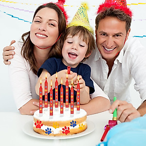 MTLEE 12 Pcs Dog Paw Birthday Candles Dog Patrol Toppers Candles Blue Yellow and Red Dog Paw Birthday Cake Topper for Kid Boy Girl Paw Birthday Decoration Dog Patrol Pet Puppy Cat Party Supplies