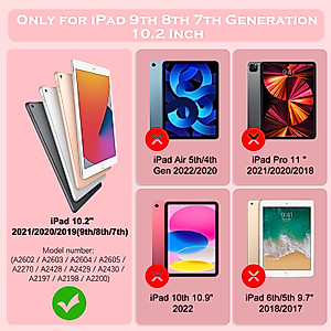 YINLAI for iPad 10.2 Inch Case,iPad 9th 8th 7th Generation Case,iPad air 3rd Case with Pencil Holder Kids Girls Butterfly Kickstand Shockproof Protective Cover for iPad 9th 8th 7th Gen 2021/2020,Pink