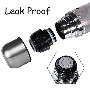 Stainless Steel Leather Vacuum Insulated Mug Dinosaur Thermos Water Bottle for Hot and Cold Drinks Kids Adults 16 Oz