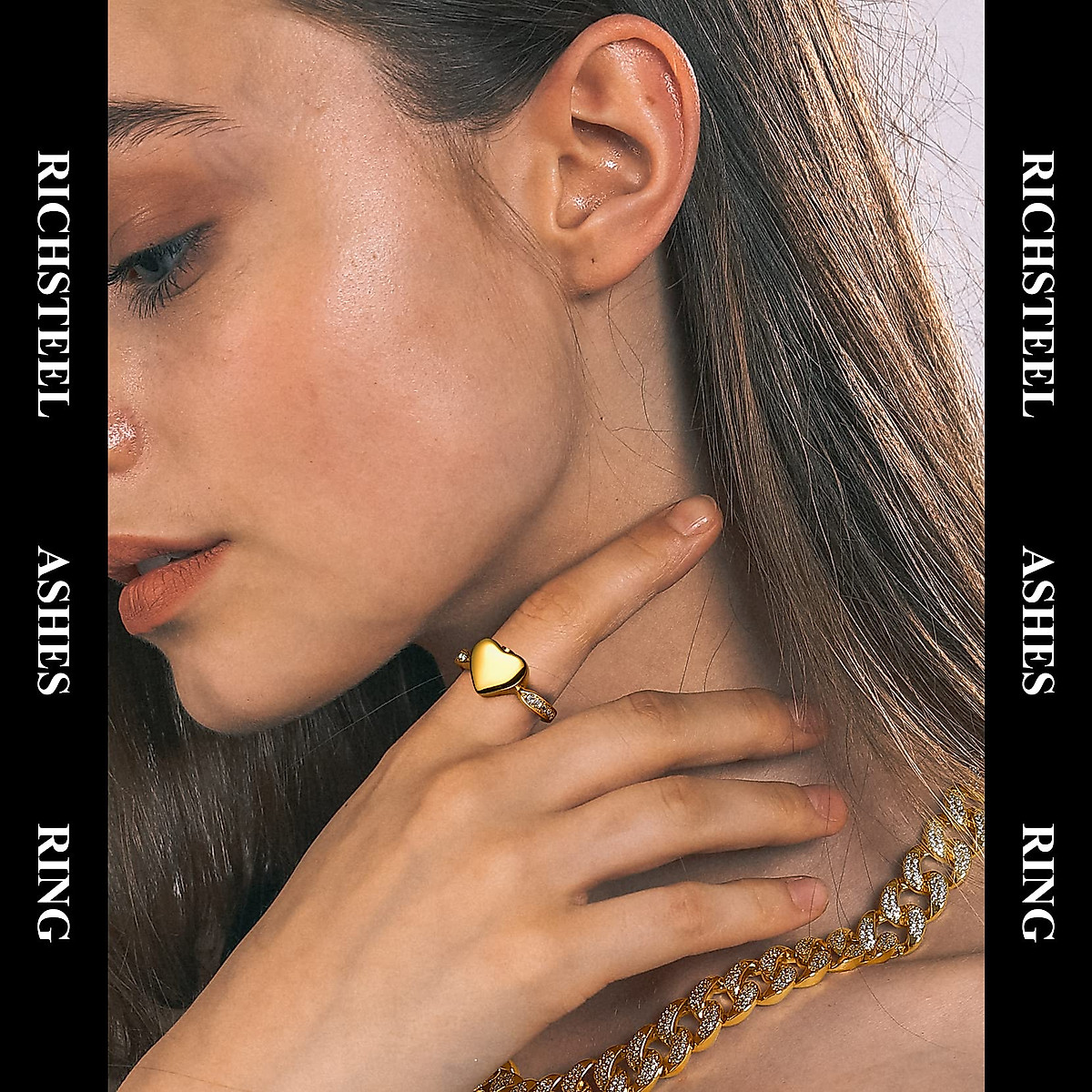 Always in My Heart Cremation Ring for Women Memorial Keepsake Jewelry