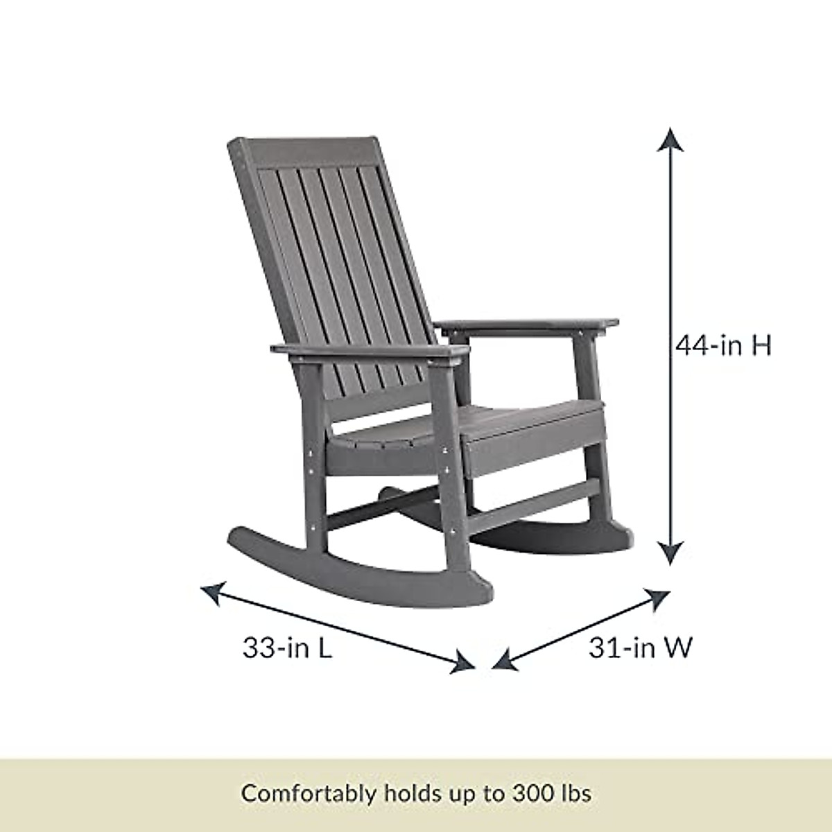 Island Umbrella NU6913 Ez-Care Tek-Wood Adirondack Rocker, Slate Grey