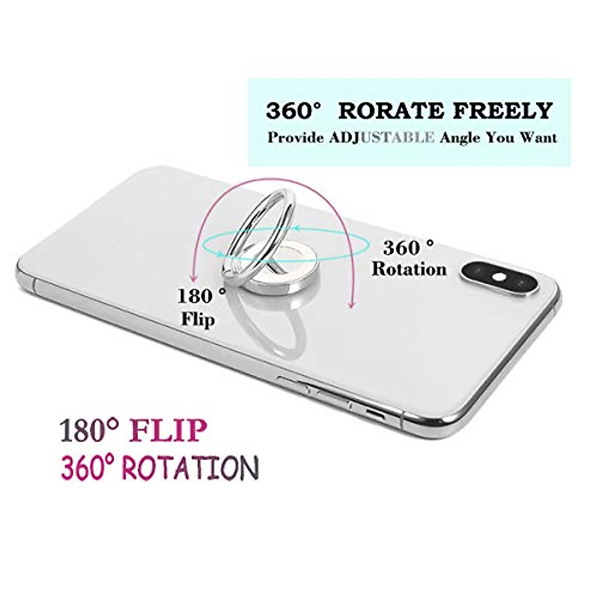 lenoup Glitter Bling Bling Phone Ring Holder,Sparkle Phone Ring Kickstand, Cell Phone Finger Ring Grip for Almost All Phones/Pad(Silver)