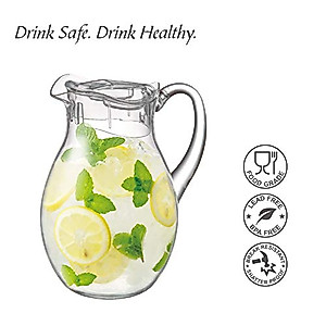 Amazing Abby - Bubbly - Acrylic Pitcher (72 oz), Clear Plastic Water Pitcher with Lid, Fridge Jug, BPA-Free, Shatter-Proof, Great for Iced Tea, Sangria, Lemonade, Juice, Milk, and More