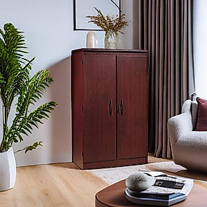 South Shore Tall 2-Door Storage Cabinet with Adjustable Shelves, Royal Cherry