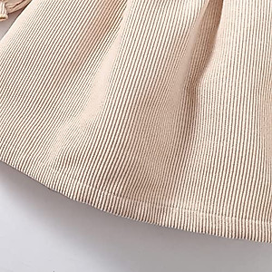 BOBORA Toddler Girl Fall Dress Kid Solid Corduroy Ruffle Long Sleeve Princess Dress Winter Outfit Little Girl Casual Clothes(Beige, 12-18M)