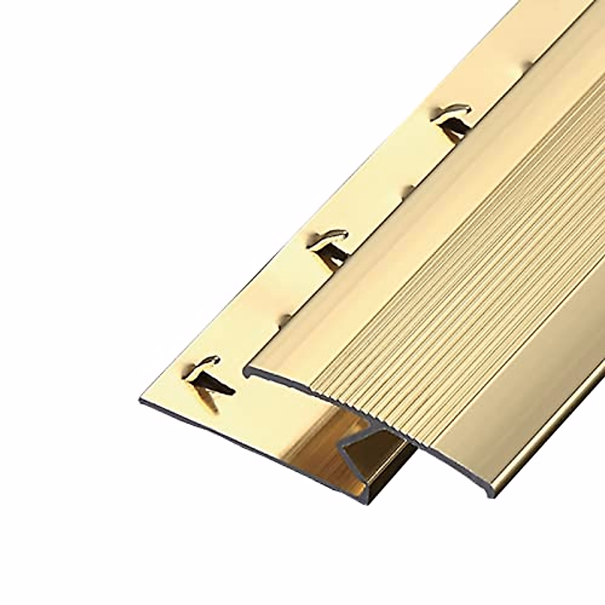 VREOX Z Shape Carpet Edge Strip/Door Threshold Bars, Carpet to Laminate/Tile/Wood/Floor Metal Strips, Fills The Gap Edge Trim Strip