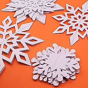 12PCS Winter Christmas Snowflakes Hanging Decorations - 3D White Paper Snowflake Garland with Snowflake Banner for Christmas Holiday Winter Wonderland Frozen Party Decorations
