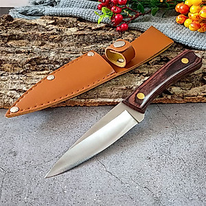 Meat Cleaver Knife, Outdoor camping knife split deboning stainless steel household fruit knife outdoor small kitchen knife (Color : A with cover)