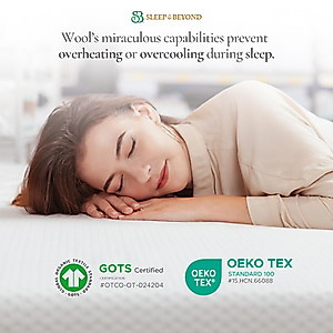 Sleep & Beyond myPad 100% Washable Wool Mattress Pad 0.5 inch Thick Luxurious Comfort - Wool Fibers - Chemical -Free - All -Season Bedding Solution Long -Lasting - Queen 60x80 inch