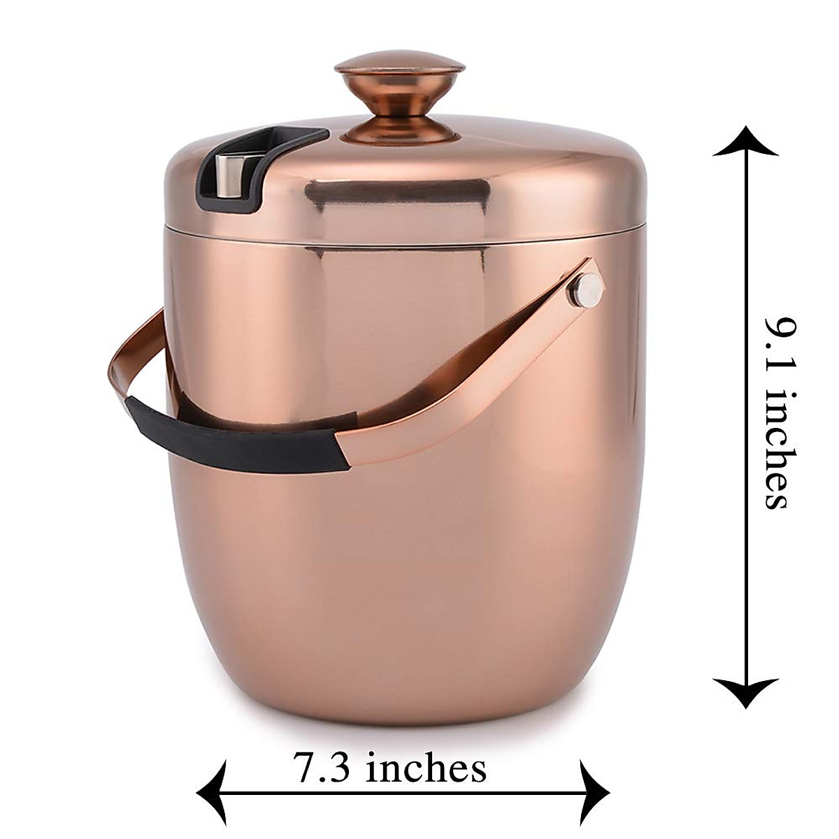 malmo Ice Bucket - Double Walled Stainless Steel Ice Bucket - Wine Bucket with Tongs & Thickened Lid (3 L) - Portable Chiller Bin Basket for Parties, BBQ & Buffet