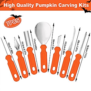 KOVSPO Halloween Pumpkin Carving Kit Tools, Stainless Steel Pumpkin Carving Set, Professional Heavy Duty Carving Set, Family DIY Carving Tools-Gift for Halloween (7PCS)