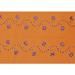 Peegli Indian Vintage Orange Georgette DIY Fabric Traditional Dress Material Sequins Textile