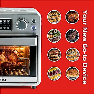 Ariawave Mini 16QT Air Fryer & Toaster Oven, Multifunctional with 15 Presets - Fry, Bake, Roast, Grill, Oil-Free, Compact Design, Inclusive Accessories, 360° Rotisserie Feature