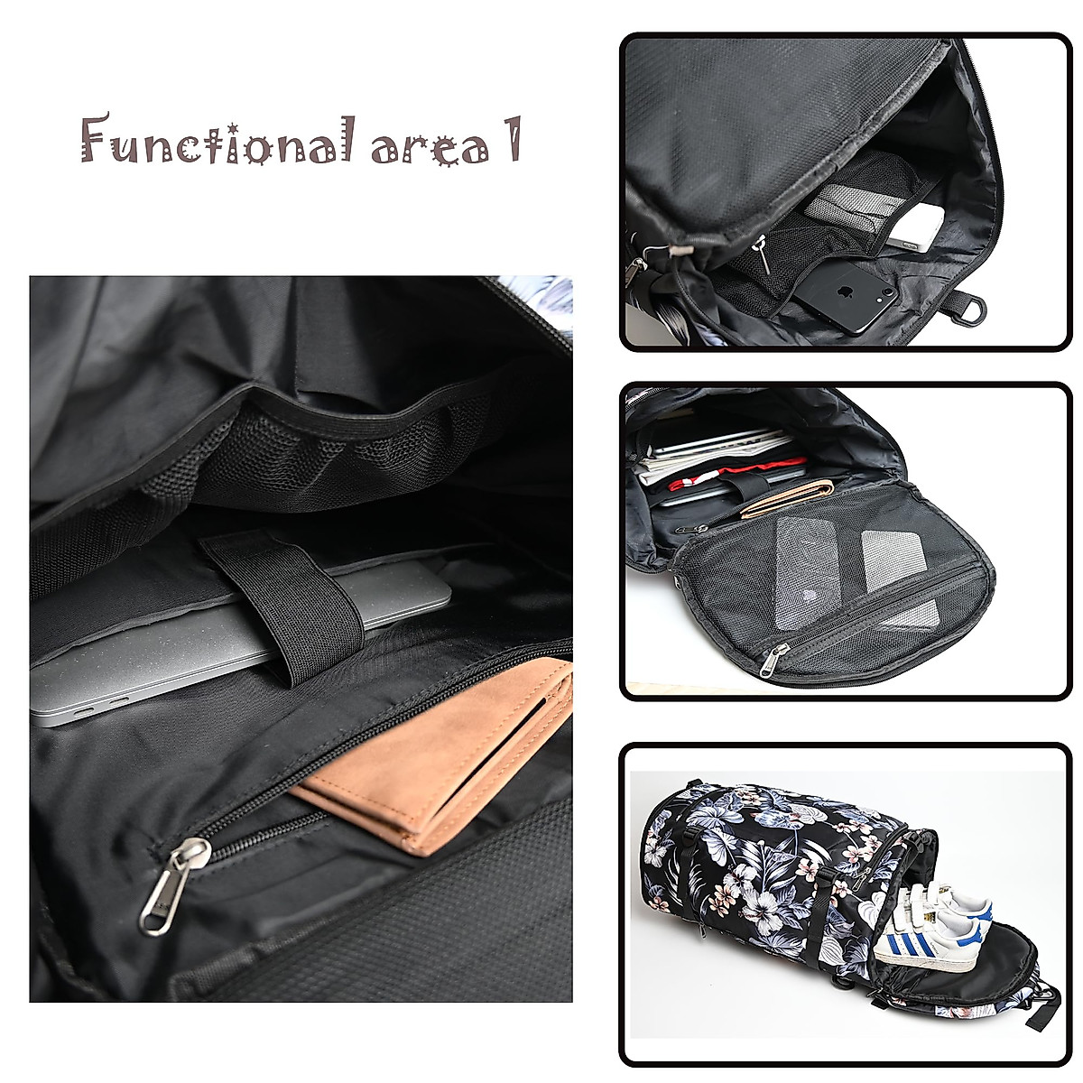 Gym Multi-Purpose Backpack - Waterproof, 4 Carrying Styles, Separate Shoe Compartment - Ideal for Travel, Sports, Camping, Laptop, Workout