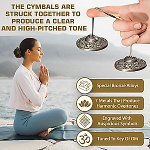 Lamatar1 Tingsha Cymbals Tibetan Buddhist Lucky symbol Embossed Meditation Yoga Bell Chime Hand made from Nepal
