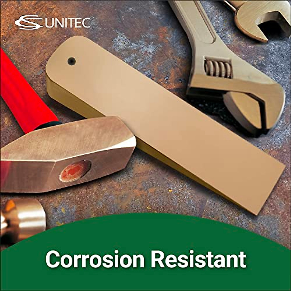CS Unitec | Non-Sparking Aluminum Bronze Flange Wedge with Lanyard Hole | Metal Pipefitting Welding Tool | 1/2 in x 3/4 in x 4 in