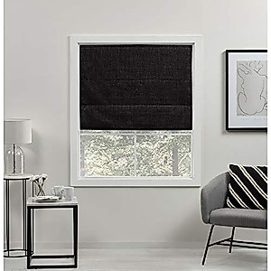 Exclusive Home Acadia 100% Blackout Polyester Roman Shade, 27"x64", Black