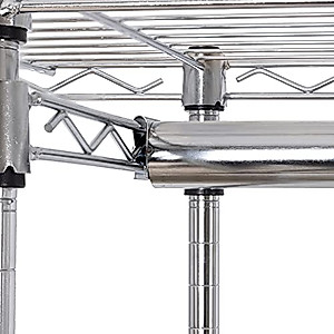 Seville Classics Closet Garment Organizer with Metal Hanging Rod Wardrobe Storage System w/Steel Shelves for Clothes, Shirts, Jackets, Coats, Blankets, Shoes, 58" to 83" W x 14" D x 72"