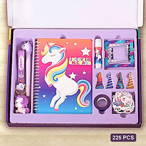 ANERZA DIY Journal Set for Girls Gifts Ages 6 7 8 9 10 11 12 13 Years Old, Unicorn Birthday & Christmas Gifts Ideas, Arts and Crafts for Kids, Toys Stickers for Teens, Scrapbook & Diary Supplies Kit