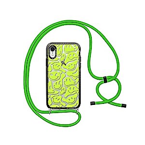 CASETiFY Impact Crossbody Sling Case for iPhone XR - Acid Smiles Neon Green - Neon Green String