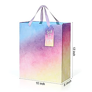 MTChange Large Gift Bags-Glitter Iridescent Gift Bag with Tissue Paper for Birthdays,Anniversaries,Parties,Wedding, Baby Shower or Any Occasion-4 Pack