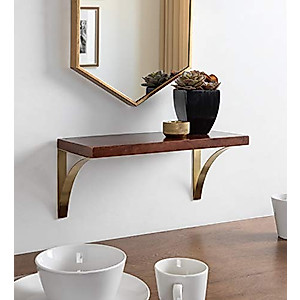 Kate and Laurel Bellingham Modern Floating Shelf for Wall, 18 x 8 x 8, Walnut Brown and Gold, Mid-Century Shelf for Storage and Display