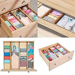 Expandable Bamboo Drawer Dividers, Adjustable Utensil Organizer Separators, 43cm