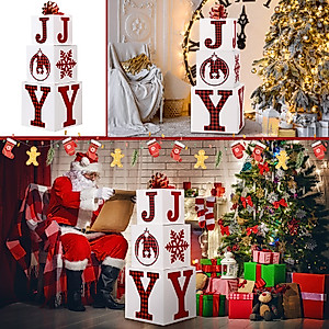 Teling 4 Pieces Christmas Nesting Gift Box Christmas Stackable Box Large Joy Christmas Boxes for Present Xmas Stacking Gift Box Decorations for Christmas Wrapping Party Favor