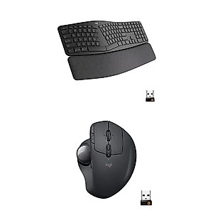 Logitech Ergo K860 Wireless Ergonomic Keyboard with Wrist Rest and MX Ergo Wireless Trackball Mou