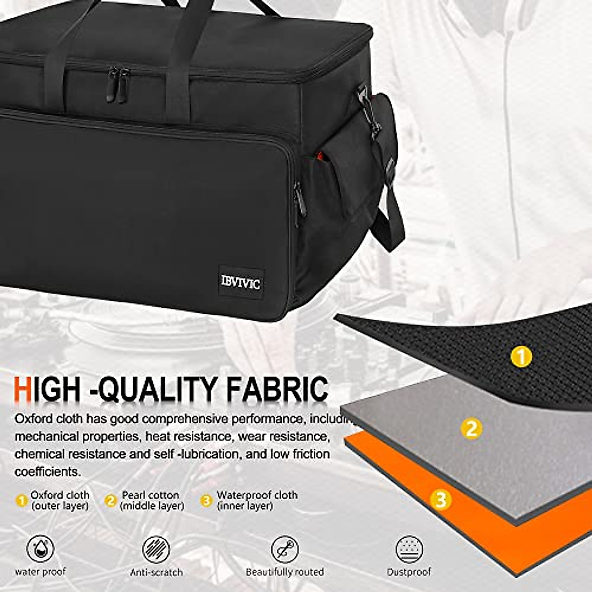 IBVIVIC High Capacity Gig Band Cable File Bag, 600D Oxford With with Adjustable Dividers and Double Separate Bags, for Cords, Sound Equipment, DJ Gear, Musician Accessories