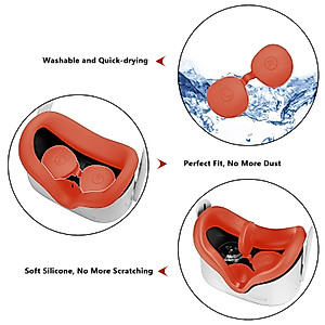 TOMSIN Touch Controller Grip Cover with Silicone Face Cover, Protective Lens Cover, Silicone Handle Strap for Oculus Quest 2, Sweatproof Lightproof Anti-Throw Accessories Set(Red)
