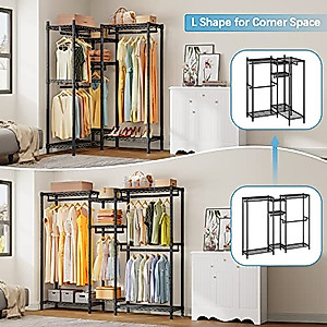 VIPEK V6 Wire Garment Rack Heavy Duty Clothes Rack for Hanging Clothes, Metal Freestanding Closet Wardrobe Rack, 71.2" L x 14.6" W x 76.8" H, Max Load 660lbs, Medium Size (Black)