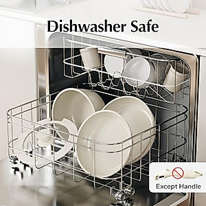 Redchef Ceramic Pots and Pans Set Non Stick, Nonstick Kitchen Cookware Sets, Non Toxic Pots and Pans Set Non Stick, PFAS PFOA & PTFE Free, Detachable Handle Pots and Pans 5 Piece, RV Cookware (Beige)