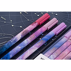 Jisomin 12 pcs Constellation Gel Ink Pens, Creative Galaxy Pens, 0.5mm Extra-Fine Ballpoint Pen, Promotional Gift Stationery School Office Supply (Black Ink)