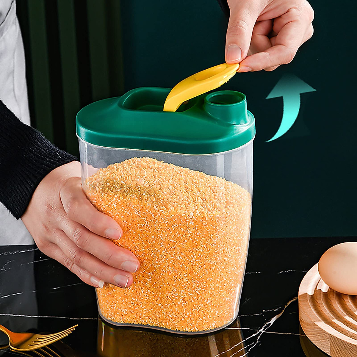 Prime Food Storage Container with Lids and Pour Spout BPA Free Airtight Storage for Kitchen and Pantry Portable Organizer for Spaghetti Sugar Rice Cooker Pasta Cereal Spices Dry Goods