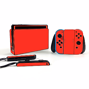 MightySkins Skin Compatible with Nintendo Switch OLED - Solid Red | Protective, Durable, and Unique Vinyl Decal wrap Cover | Easy to Apply, Remove, and Change Styles | Made in The USA