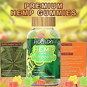 Hemp Gummies for Deep and Sound Bedtimes & Focus, Fruity Vitamins Hemp Gummy Infused Hemp Oil 350,0000mg, Made in USA, 2 Pack 120 Edibles