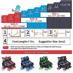 Kids Roller Skates for Boys - Blue for Teenagers Youth Age 10 11 12 - Adjustable All Light up Wheels Indoor Outdoor Sports Birthday Gift for Son and Grandson