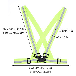 DRESBE Reflective Vest Gear Unisex Warning Vests Adjustable Laser Safety Band for Night Running Cycling Jogging Walking (Fluorescent Green)